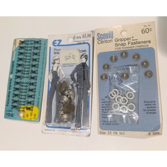 Other | Vintage Pivot Bachelor Buttons Gripper Snap Fasteners Hooks ...